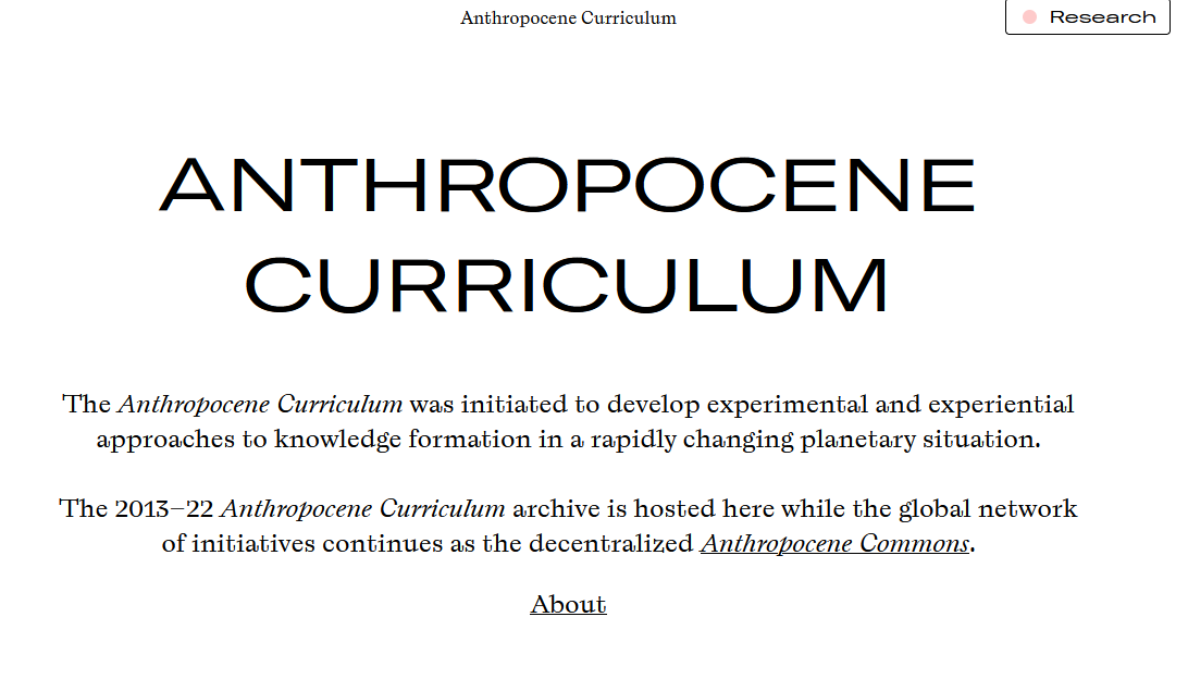 The Anthropocene Curriculum - CCAM